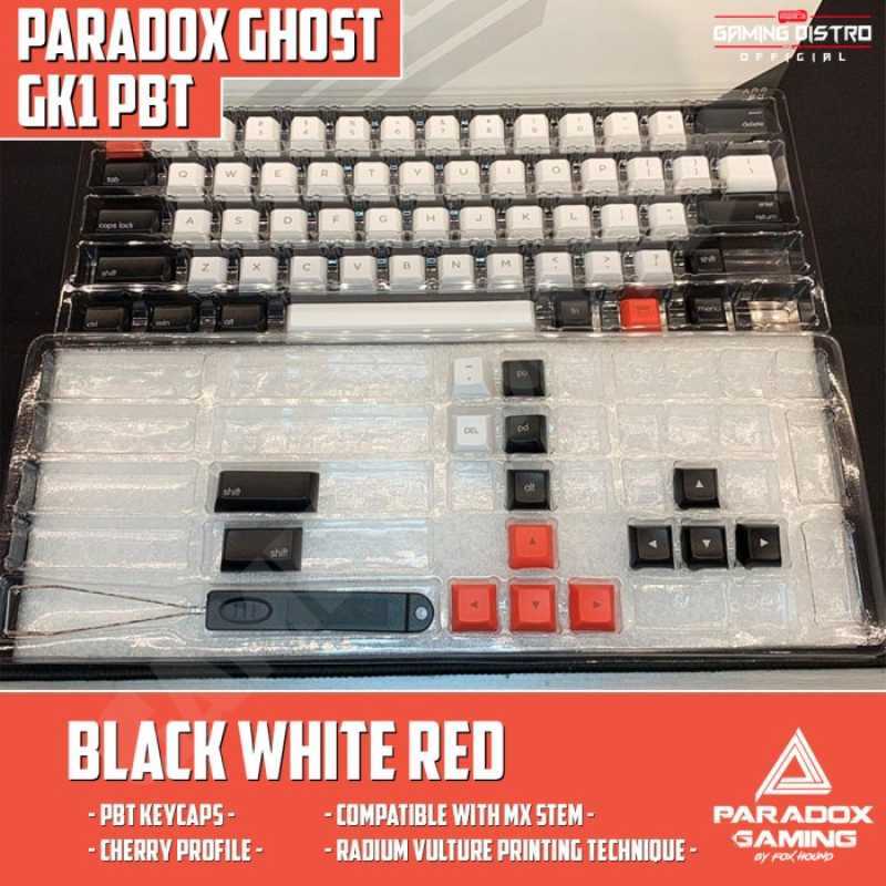 Jual Keycaps PBT Paradox Ghost GK1 Black White Red Mechanical Keyboard ...