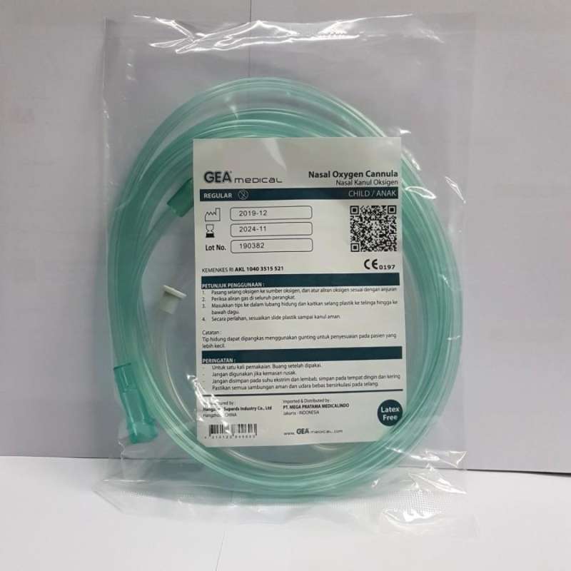 Jual Gea Medical Nasal Oxygen Cannula / Selang Oksigen / Latex Free ...