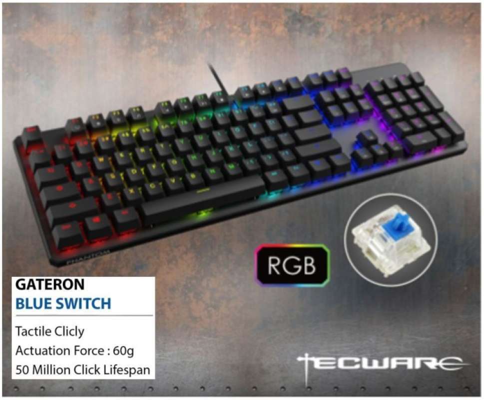 Promo Tecware Keyboard Phantom Elite 104 RGB - Gateron Mechanical ...