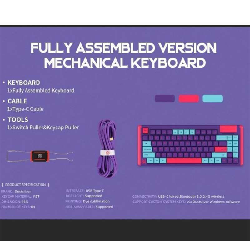 Jual Dustsilver Cyberpunk Cool Purple Rgb Hotswap Wireless Gaming ...