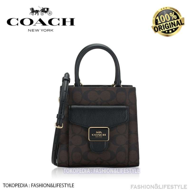 Promo Coach C7228 Mini Pepper Crossbody In Signature Canvas Brown Black ...