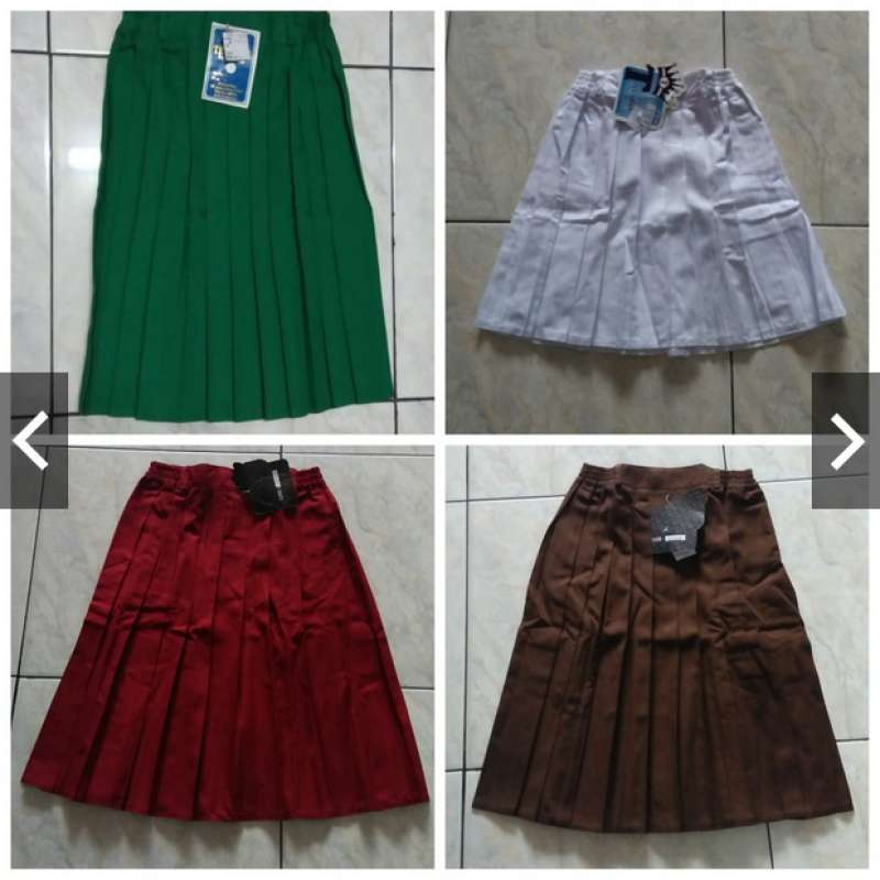Jual Bawahan seragam TELADAN ROK pleser pendek SD perempuan putih merah coklat hijau di Seller ...