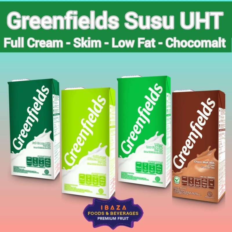 Jual Susu Greenfields Susu UHT 1000ml Full cream Skim Lowfat Chocomalt ...