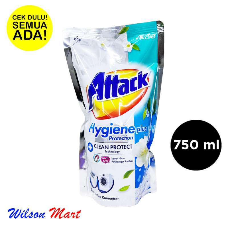 Jual ATTACK DETERJEN DETERGENT CAIR HYGIENE PROTECTION MATIC 750 ML REFILL di Seller Wilson Mart ...