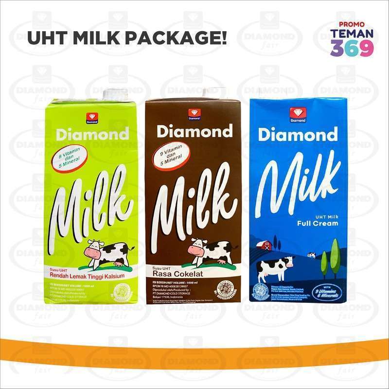 Jual Diamond Milk Uht Full Cream, Chocolate, Lo-fat Hi-calcium 1 Lt Di ...