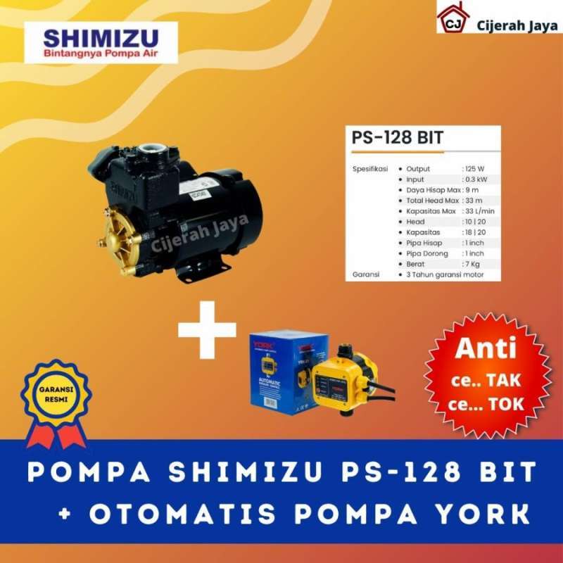 Jual SHIMIZU POMPA BOOSTER PS 128 BIT + PRESSURE CONTROL YORK YRK-01 di ...