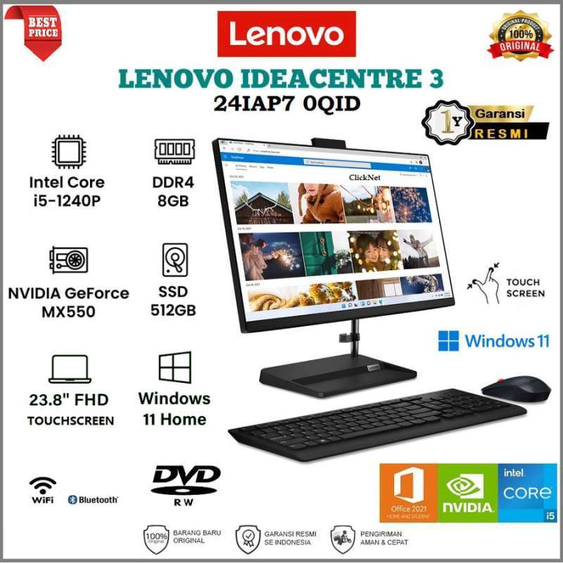 Jual Lenovo Ideacentre Aio 3 24iap7 0qid I5-1240p 8gb 512gb Ssd Mx550 ...