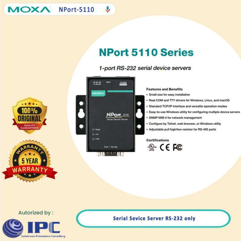 Jual MOXA NPort 5110 Series 1-port RS-232 serial device servers di ...