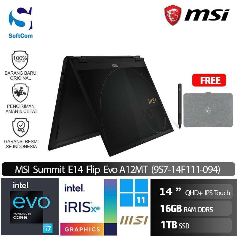 Promo MSI Summit E14 Flip EVO A12MT 094 Laptop 2 in 1 [Core i7 1280P ...