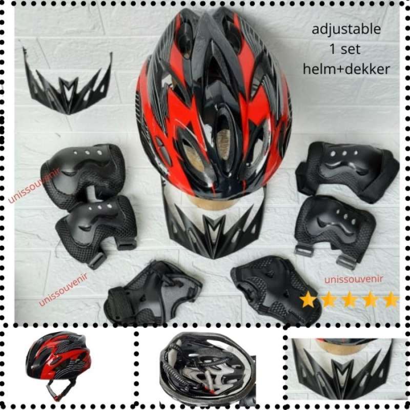 Promo Helm Sepeda Anak Helm Sepatu Roda Lengkap Deker Warna Biru Motif ...