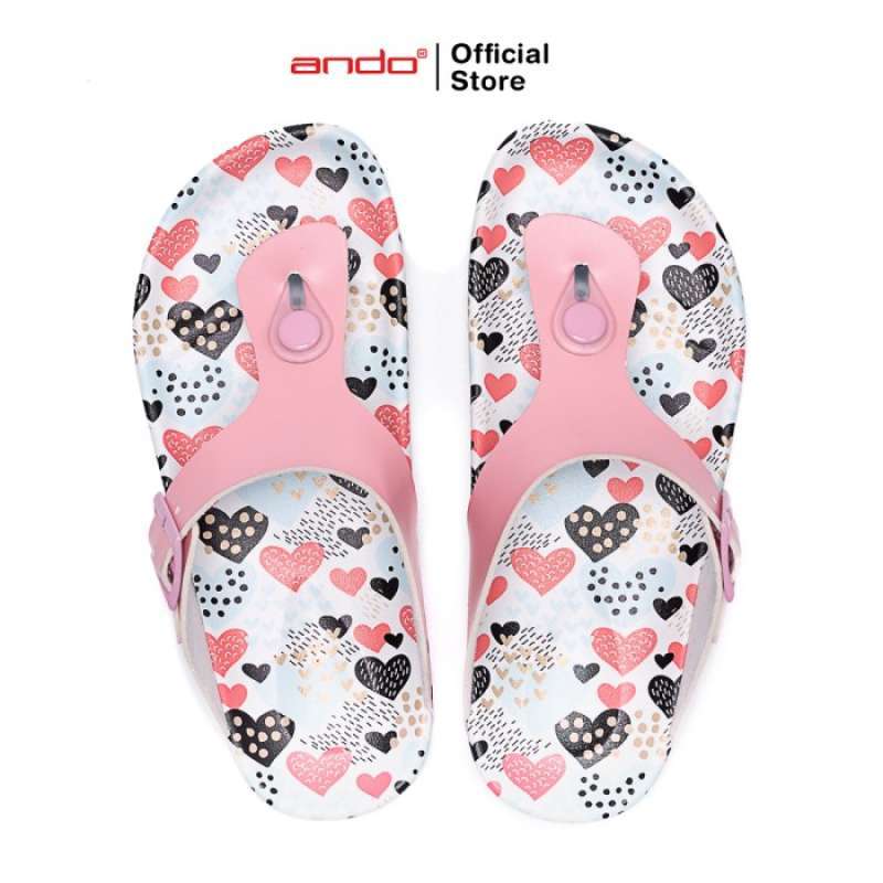 Promo Ando Official Sandal Jepit Hearty Remaja - Putih/Salmon Diskon 35 ...