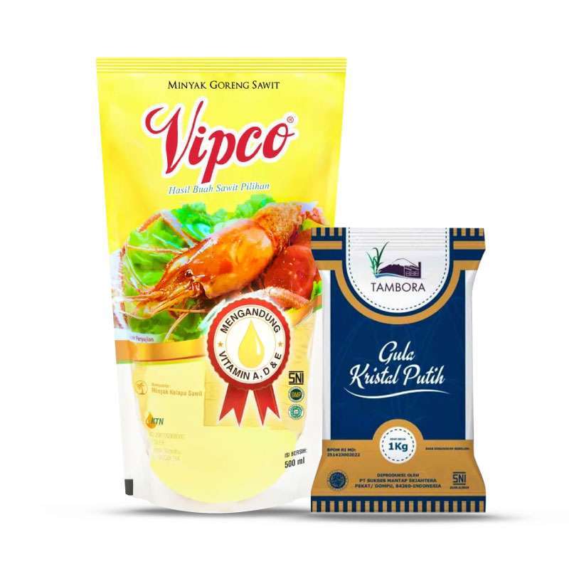 Jual Paket Vipco Minyak Goreng 500ml + Tambora Gula Kristal Putih 1kg ...