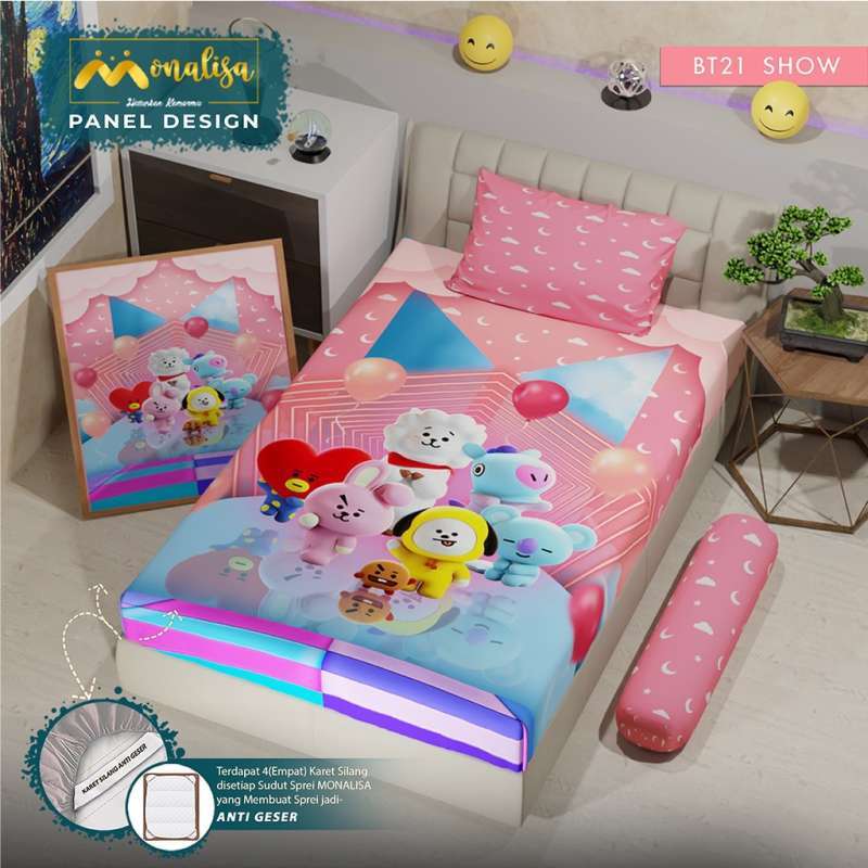 Promo Monalisa Sprei Panel Design/desain Bt21 Show(bts) 120x200 Diskon ...