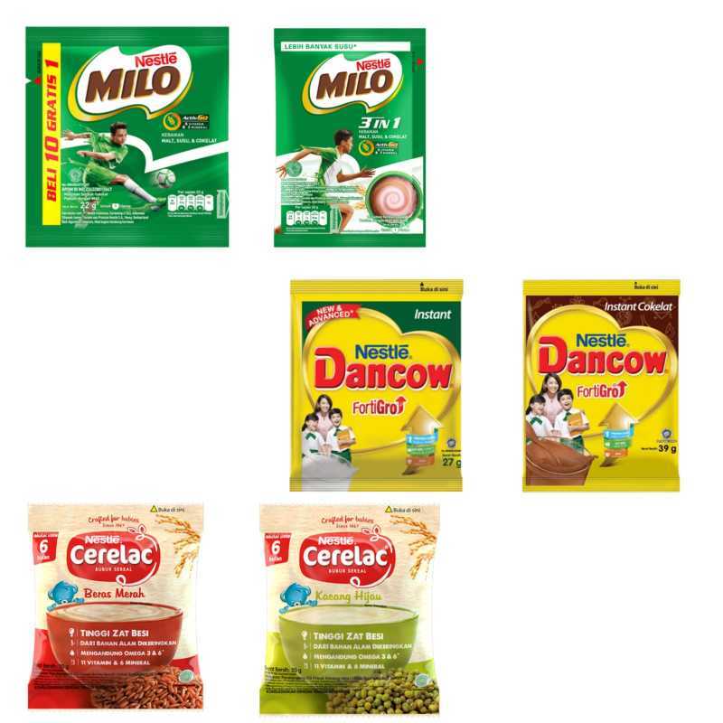 Jual milo active go, milo 3 in 1, dancow dan cerelac per renceng ...