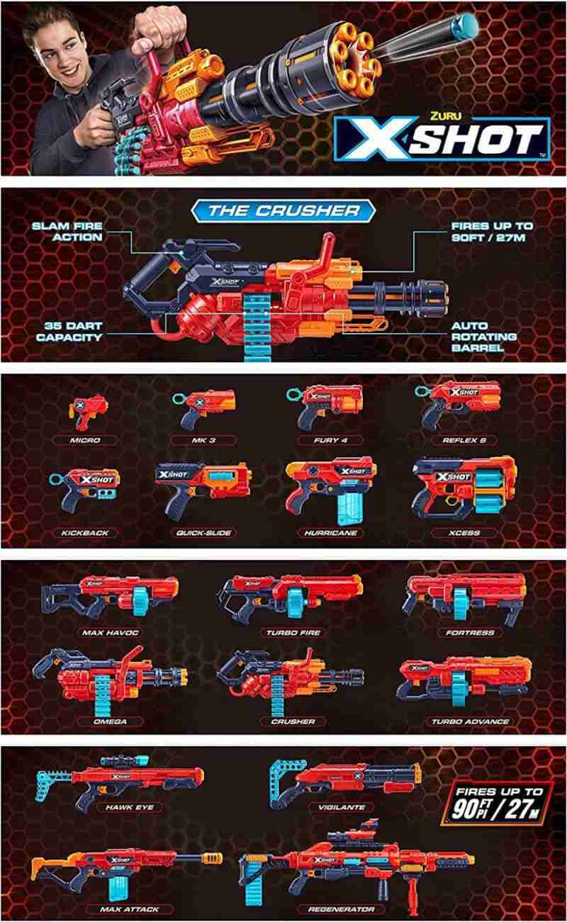 Jual Zuru Xshot - Excel Max Attack Dartblaster Shoots 80 Ft/24m - 24 ...