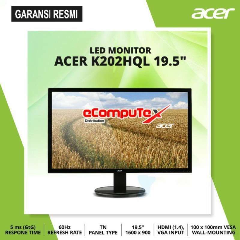 Jual Monitor Led Acer K202hql 19.5 Inch Wide 60hz Input Signal Vga+hdmi ...