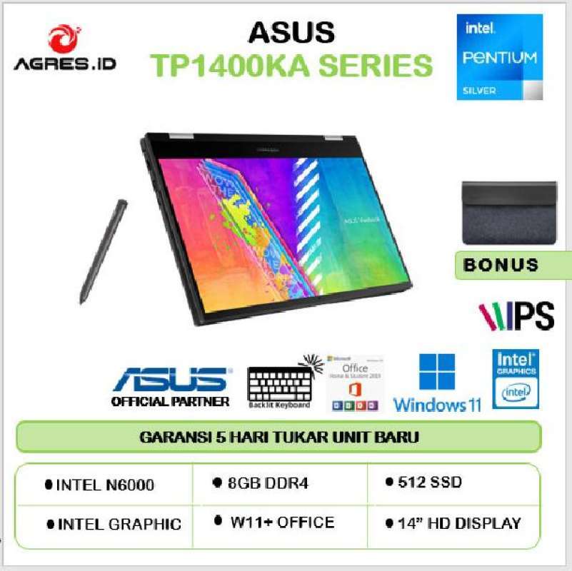Jual ASUS VIVOBOOK FLIP 14 TP1400KA 2in1 TOUCH Pen Pentium Silver N6000 ...
