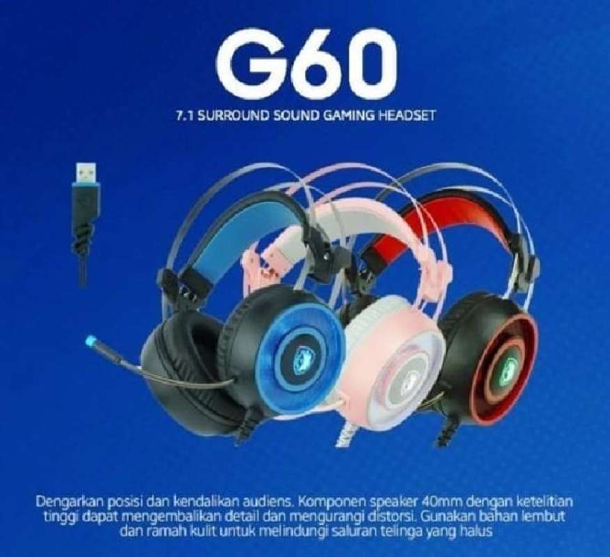 Jual Headset Gaming Sades G60 7.1 Surround Sound - Biru Di Seller Sms ...