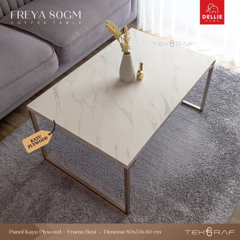 Promo Tekgraf Freya 80 GM Meja Tamu Marble Coffee Table Kayu Kaki Besi Diskon 23% di Seller SBY ...