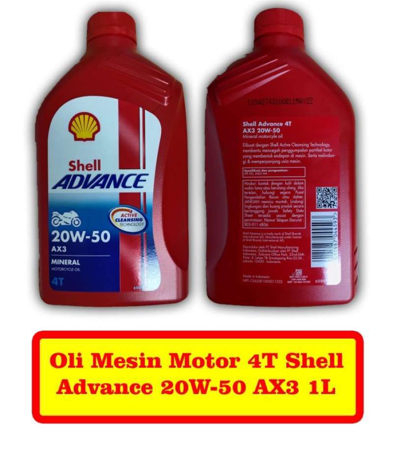 Jual Oli Mesin Motor 4t Shell Advance 20w-50 Ax3 1l 66922 Di Seller ...
