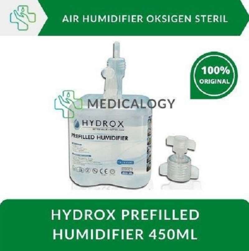 Jual Hydrox Prefilled Humidifier 450 ml Air Oksigen Concentrator Steril ...