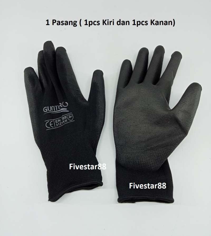 Jual Sarung Tangan Safety Guntero PU Hitam L Sarung Tangan Mekanik Palm ...