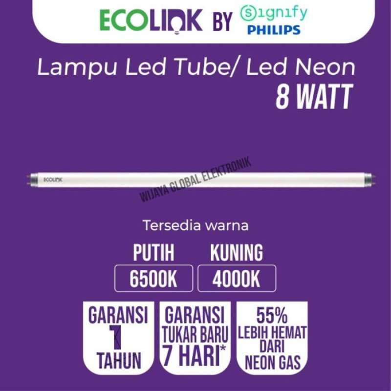 Jual Unik Lampu Panjang Neon LED Tube Ecolink by philips 8 watt 16 watt ...