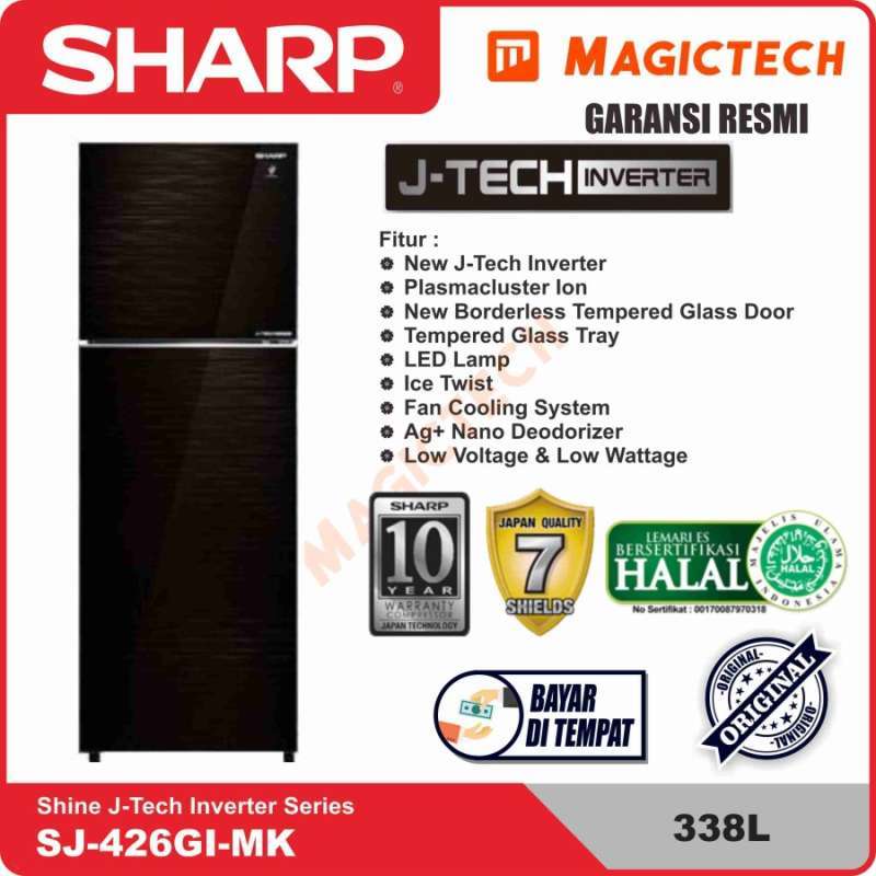 Jual KULKAS SHARP 2 PINTU SJ-426GI-MK J-TECH INVERTER 338L - HITAM di Seller MAGICTECH - JET ...