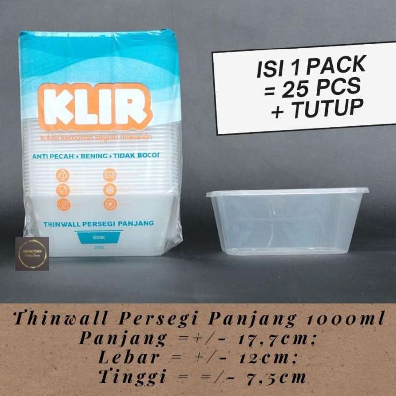 Jual Thinwall/Kotak Makan/ Food Container Persegi Panjang 1000 ml Klir ... Jual Thinwall/Kotak Makan/ Food Container Persegi Panjang 1000 ml Klir ...