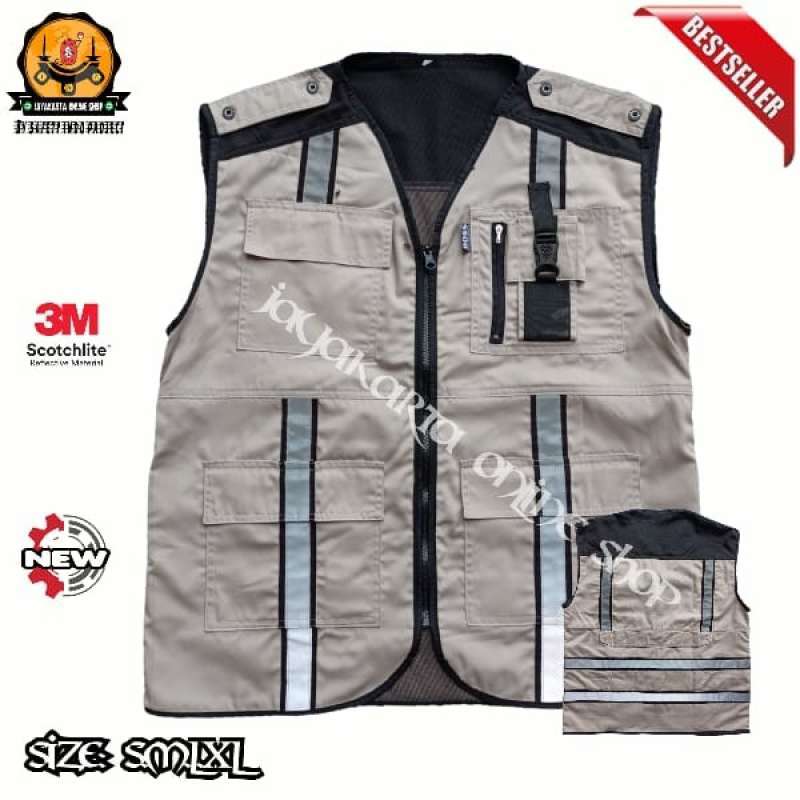 Jual ROMPI SAFETY VEST 3M SCOTLIGHT COKLAT SUSU JAPAN DRILL TERBARU di ...