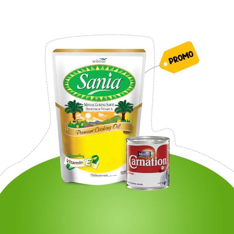Jual Minyak Goreng Sania Pouch 1ltr + Susu carnation 370gr Murah. MOHON ...
