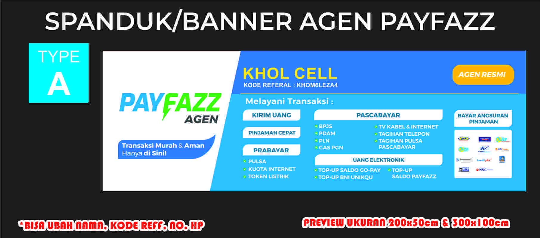 Jual Banner / Spanduk Agen Payfazz - 200x100 Type D Di Seller Kholstore ...