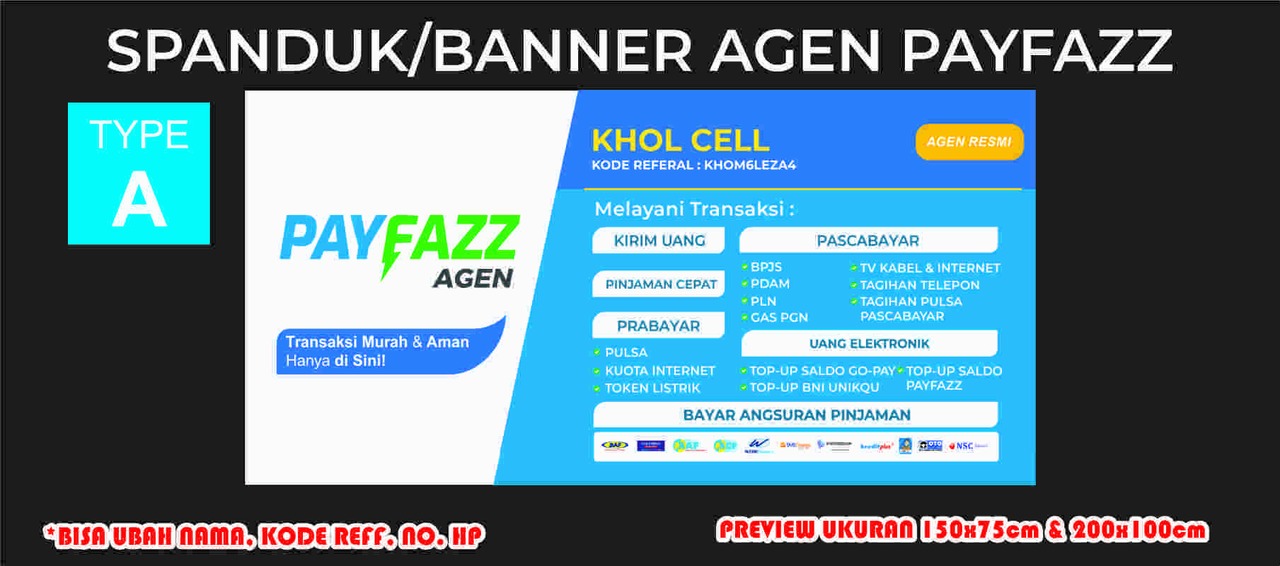 Jual Banner / Spanduk Agen Payfazz - 200x100 Type D Di Seller Kholstore ...
