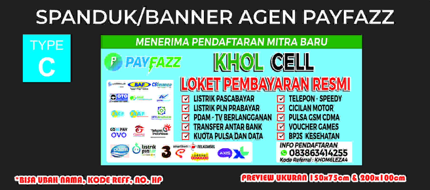 Jual Banner / Spanduk Agen Payfazz - 200x100 Type D Di Seller Kholstore ...