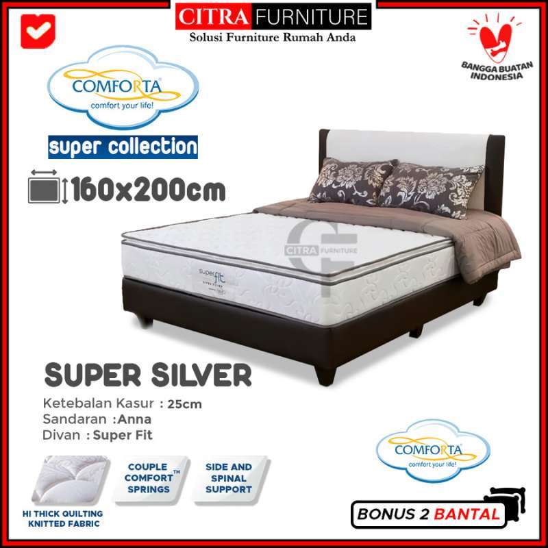 Jual Comforta Spring Bed Super Fit Silver Matras 160x200-full Set ...