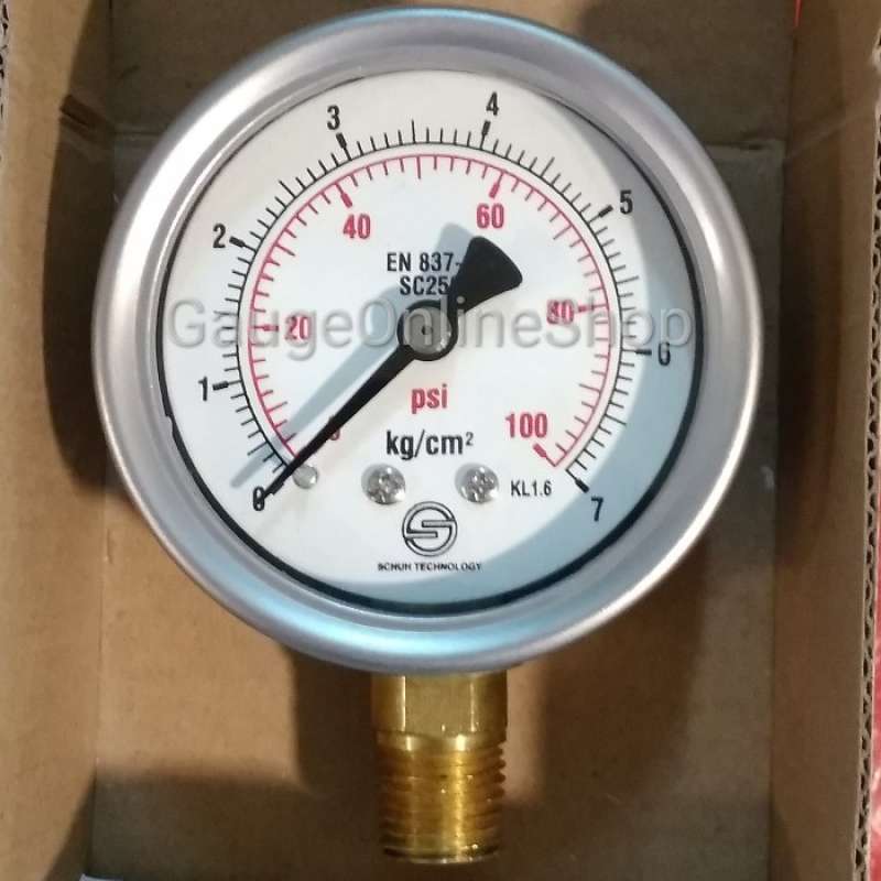 Jual Pressure Gauge Raket SS Brass 2 1/2 SC250 x 7 Kg/cm2 Schuh Technology - Multicolor di ...
