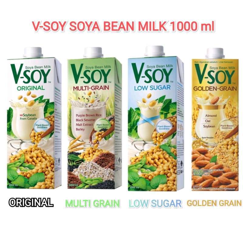 Jual V-SOY SOYA BEAN UHT MILK SUSU KEDELAI 1 Liter - LOW SUGAR VSOY di ...