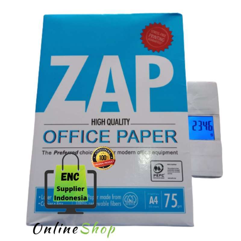 Jual Zap A4 75gr 500 Lembar Kertas Hvs 75 Gram Paper Fotokopi Print ...