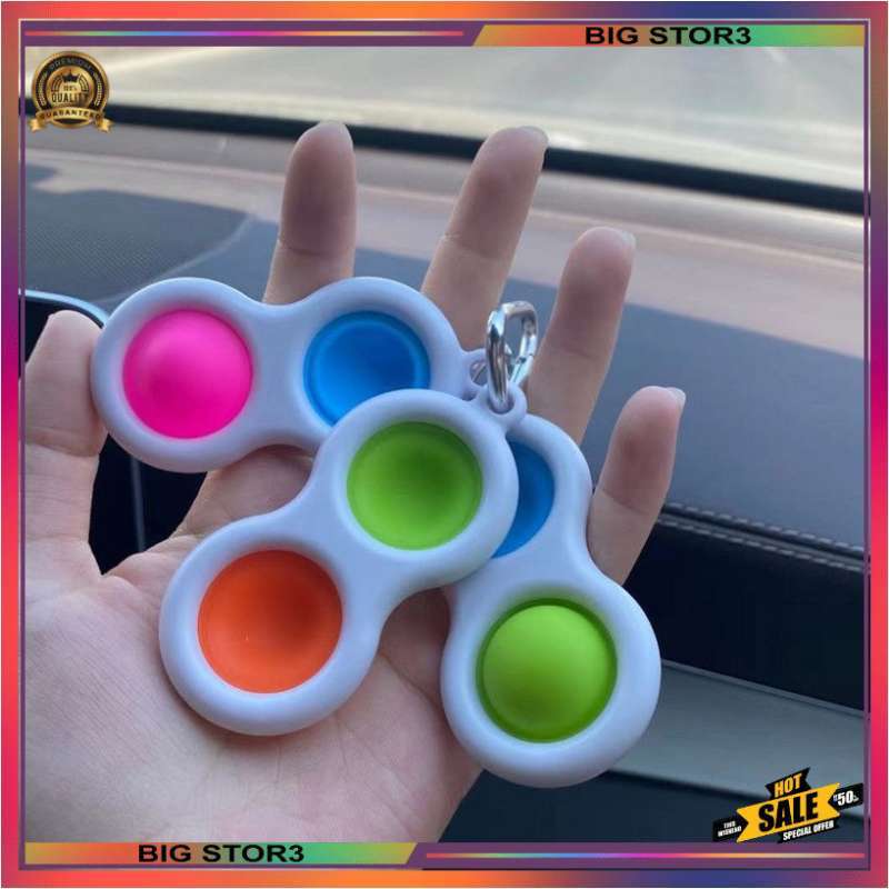 Promo 【】Tiktok Fidget Toy Fat Brain Simple Dimple Key Chain Stress Rele ...