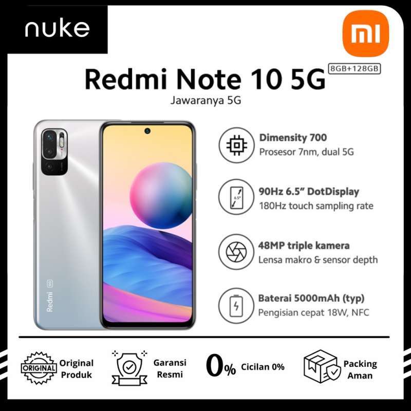 Jual XIAOMI Redmi Note 10 5G 8+128GB NFC Smartphone HP - Lunar Silver ...