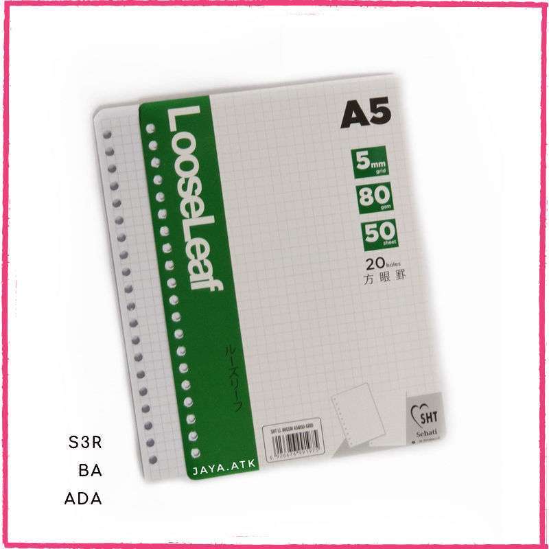 Jual Alat tulis KERTAS BINDER LOOSE LEAF A5 20 RING KOTAK GRID 5MM 80 ...