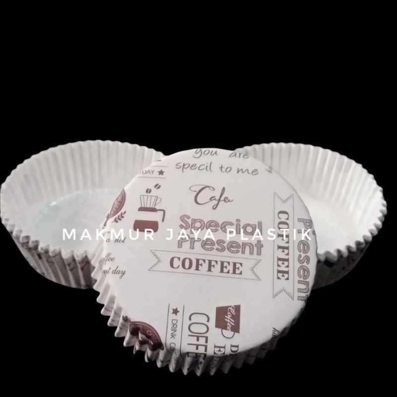 Jual CAKE CASE BULAT PAPER CUP ROTI LAMINASI ISI 200 PC - COFFE WHITE ...