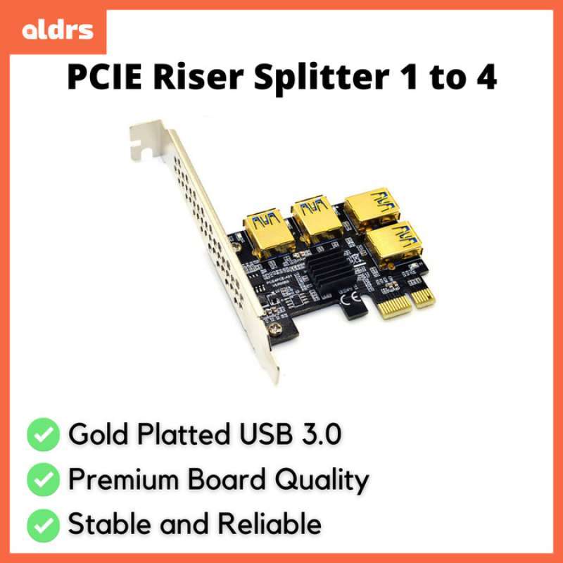 Promo Premium Pcie Riser Splitter 1 To 4 - Gold Platted Usb 3.0 - Vga ...