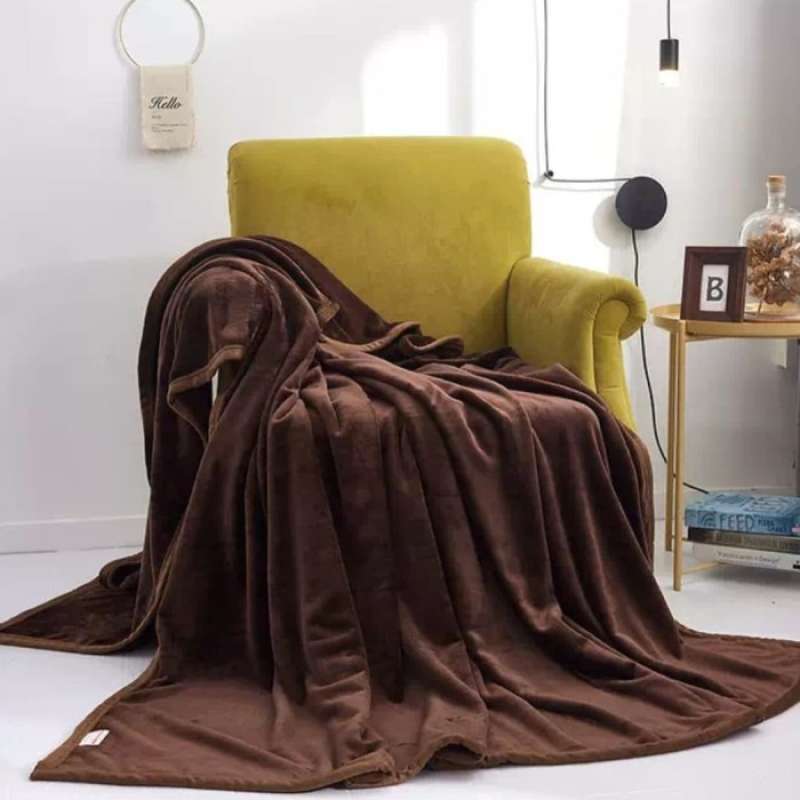 Jual Selimut Bulu Polos Extra Tebal Large 200*200 Dewasa - COKLAT TUA ...
