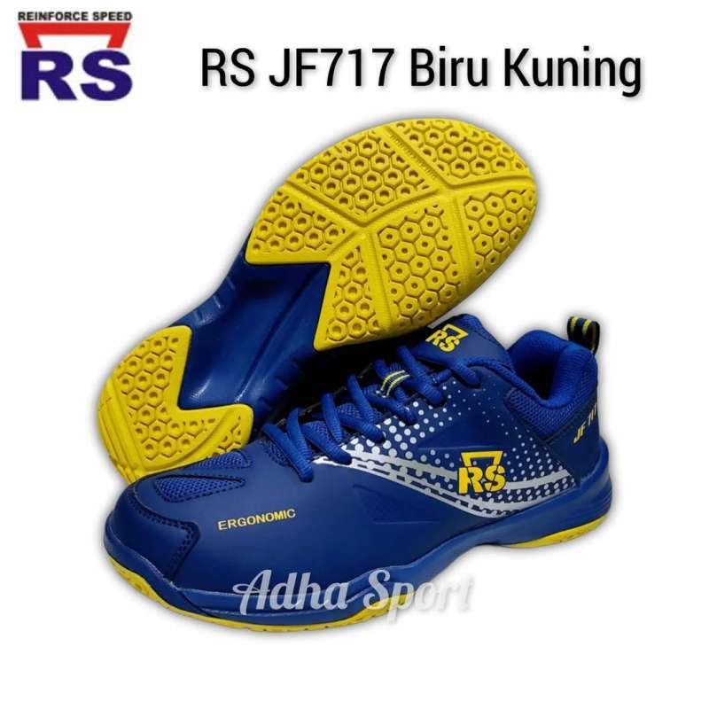 Jual Sepatu Badminton RS JF 717 Biru / Kuning Original Adha Sport di ...