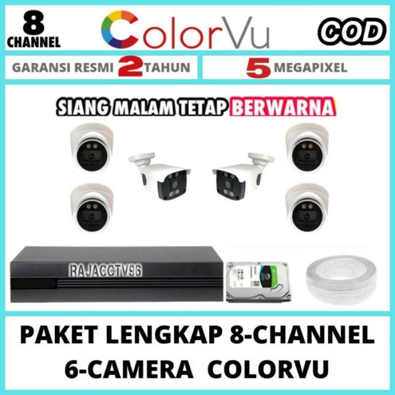 Promo Paket Cctv Colorvu 6 Channel 6 Camera Turbo Hd 5Mp Ic Sony 1080P ...