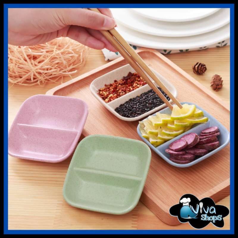 Jual Piring Kecil / Piring Saus Sambel Kecap 2 Sekat / Piring Kecil ...