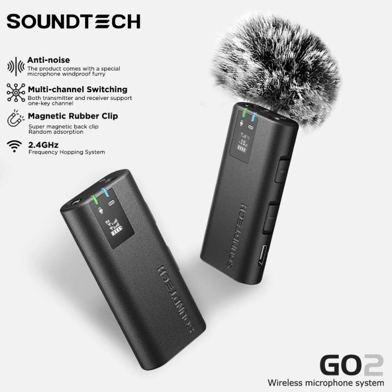 Jual SOUNDTECH GO2 Wireless Microphone System 2.4Ghz with Anti Noise ...
