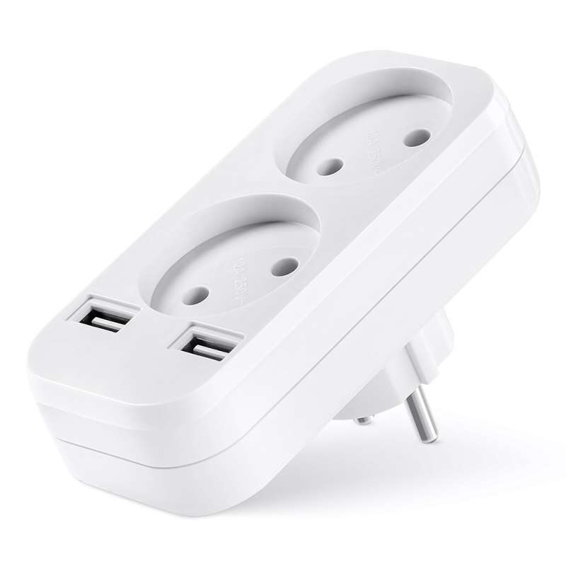 Promo Stop Kontak Listrik 2 Eu Plug + 2 USB Port Colokan Listrik 2 ...