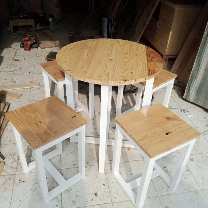 Jual Meja Bar bulat 1set T75cm & T100cm lengkap dengan kursi - Meja ...